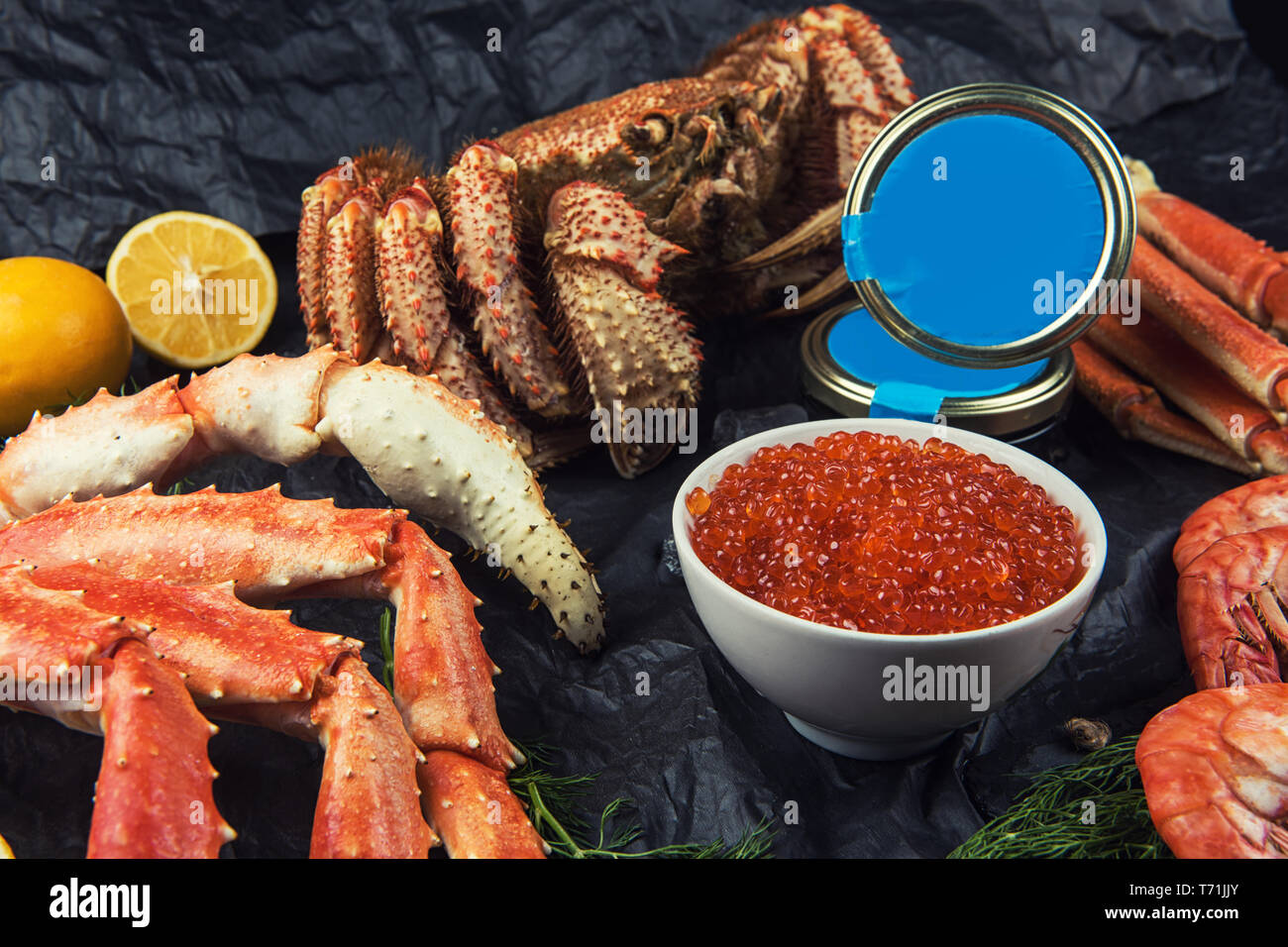 Set of fresh seafood Stock Photo - Alamy