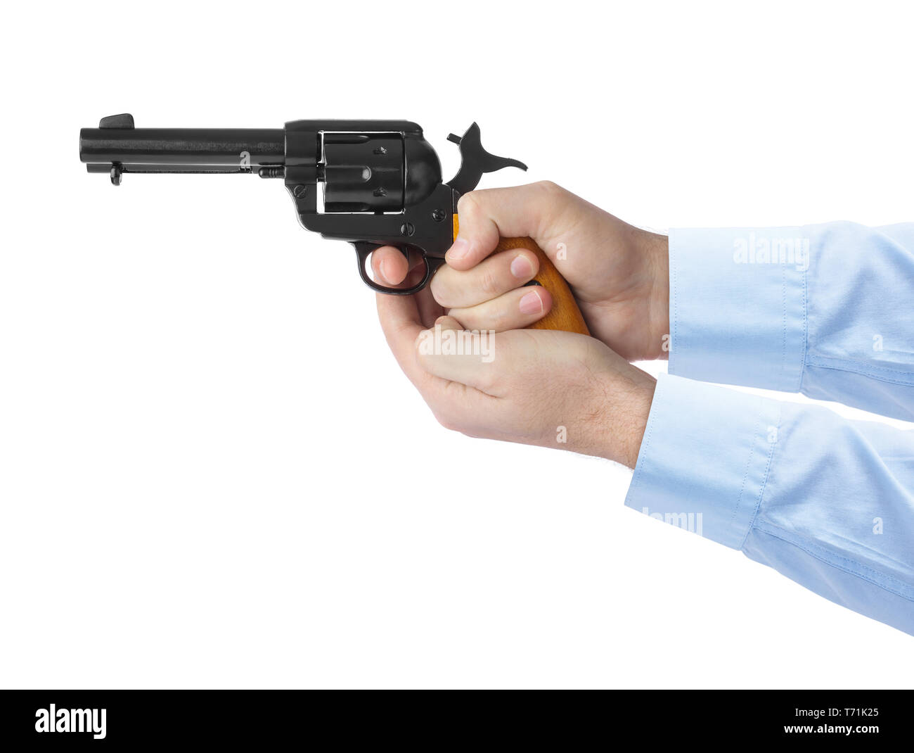Hands with revolver Stock Photo - Alamy
