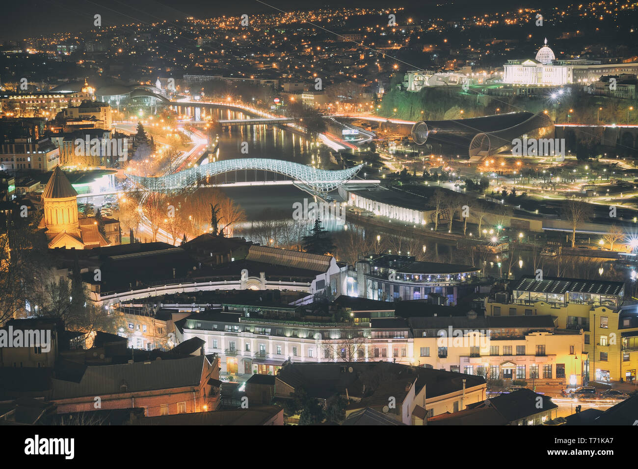 Top view in Tbilisi at night Stock Photo - Alamy