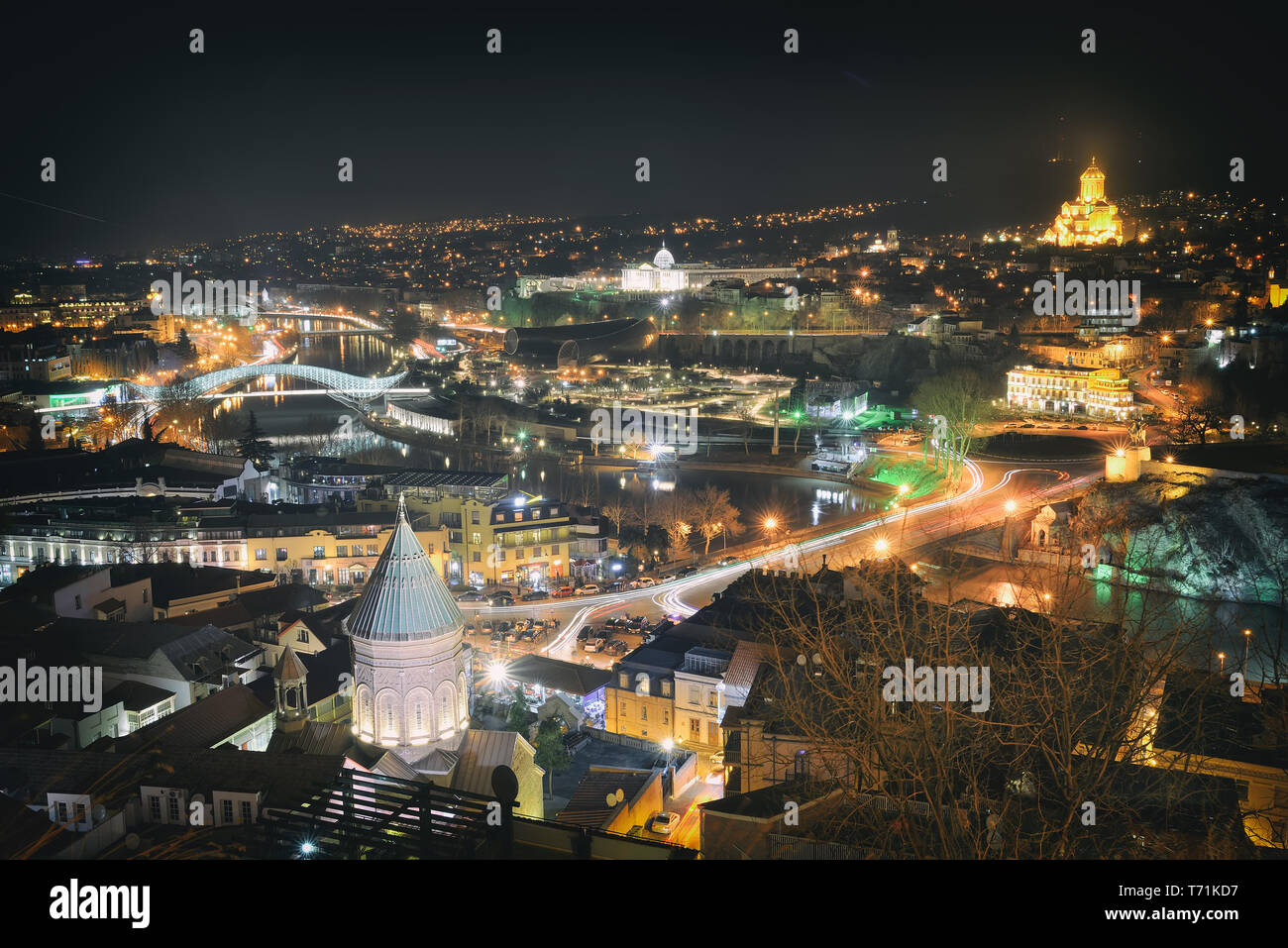 Top view in Tbilisi at night Stock Photo - Alamy