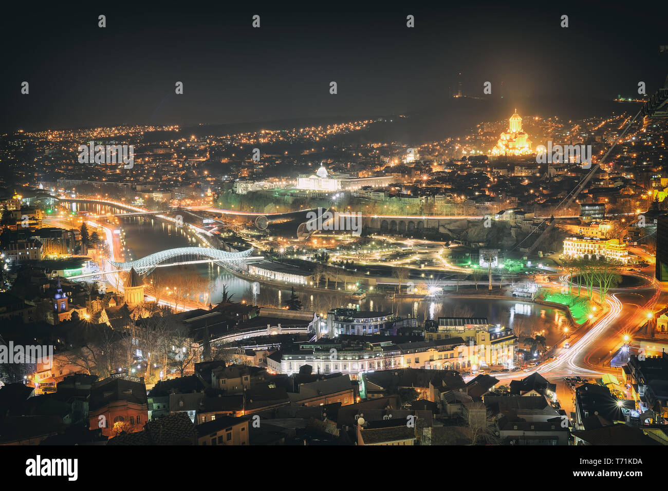 Top view in Tbilisi at night Stock Photo - Alamy