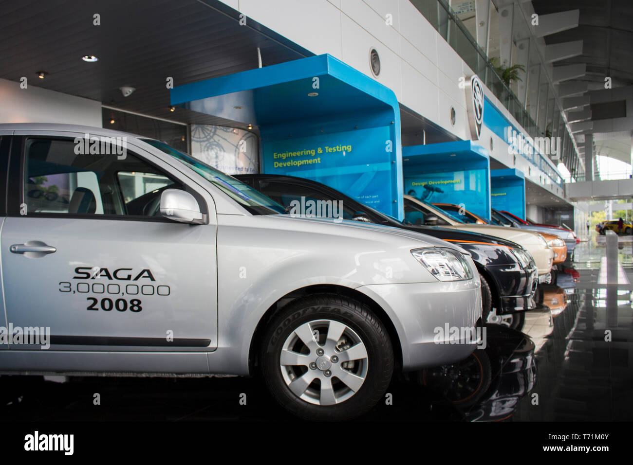 Old saga car for show inside proton company Stock Photo - Alamy