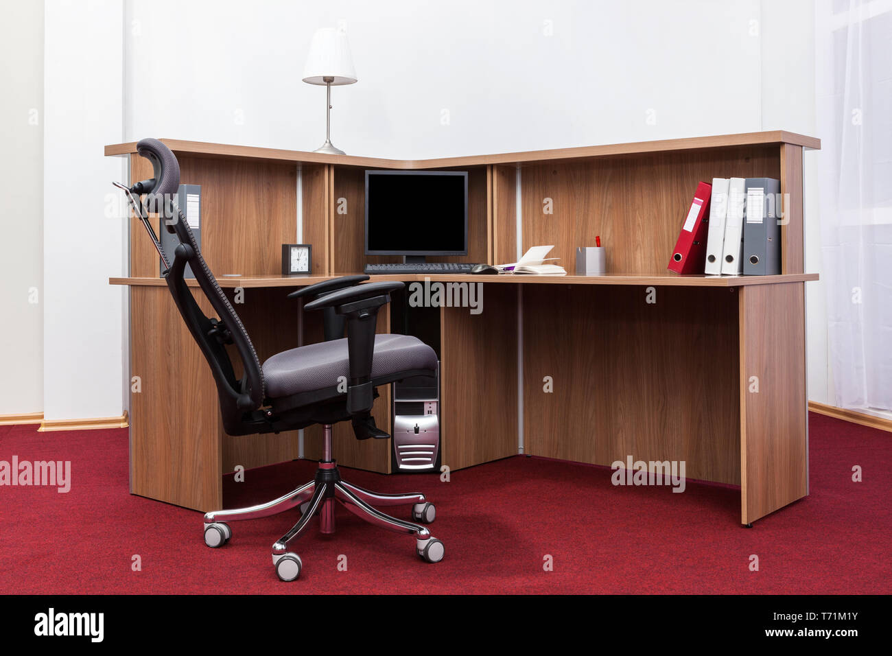 office desk with a computer Stock Photo - Alamy