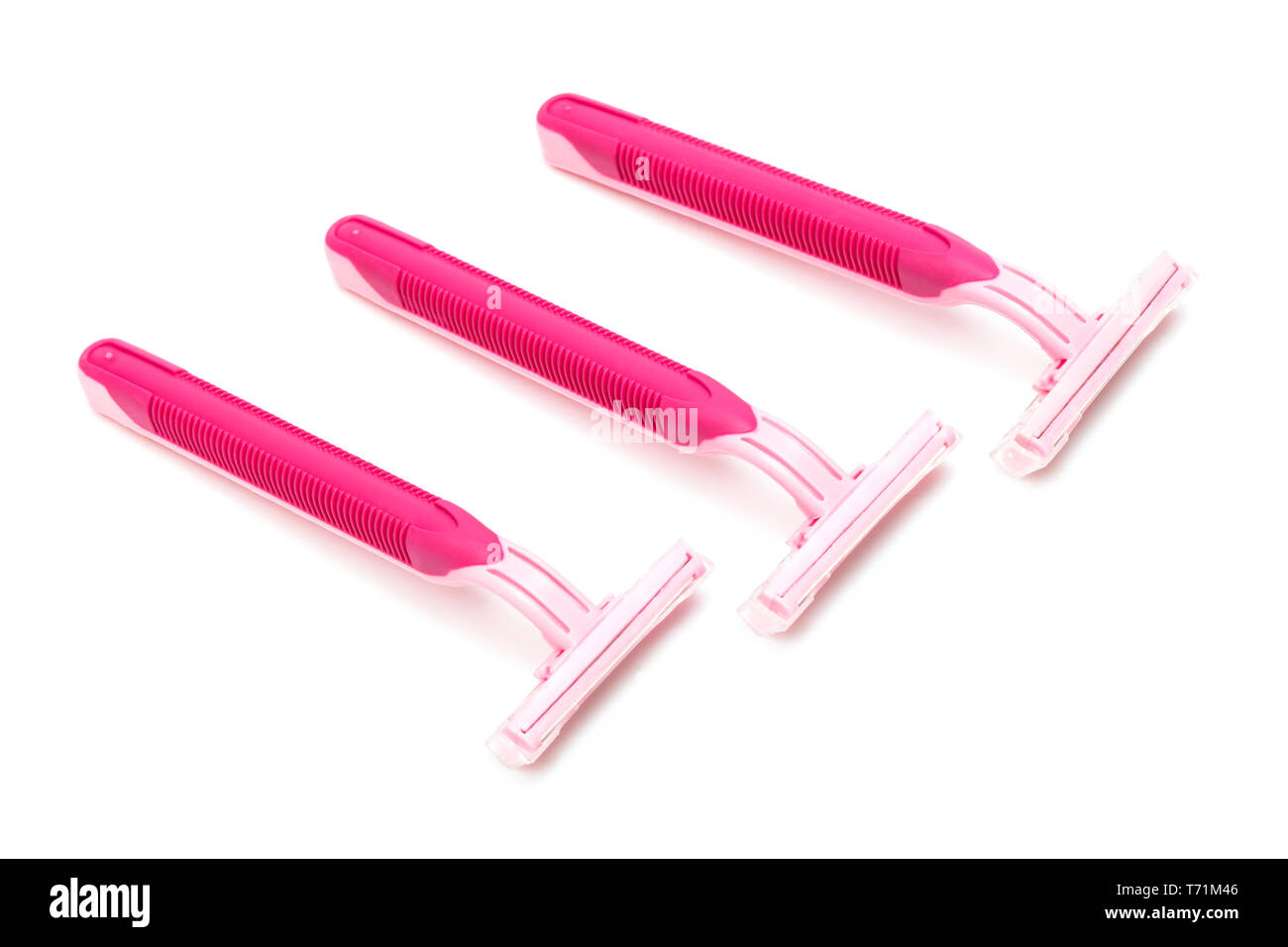 pink razor on white background Stock Photo - Alamy