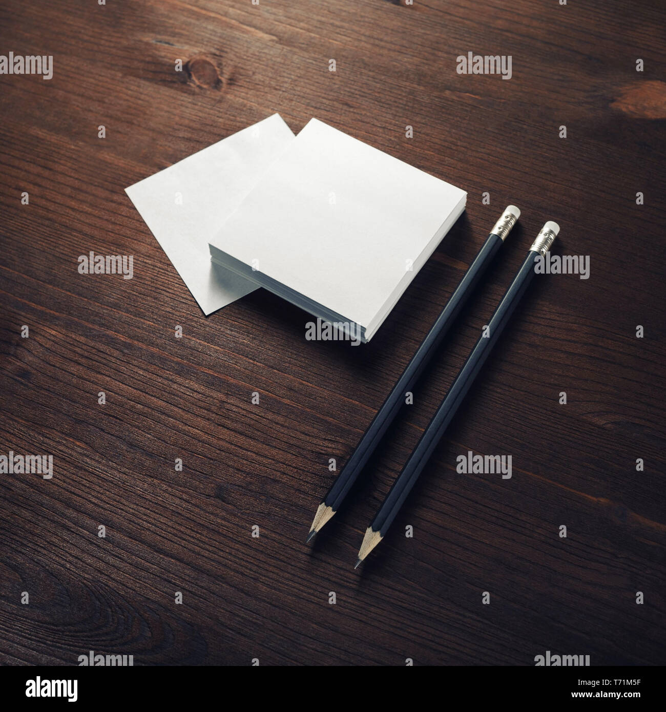 Notes and pencils Stock Photo - Alamy