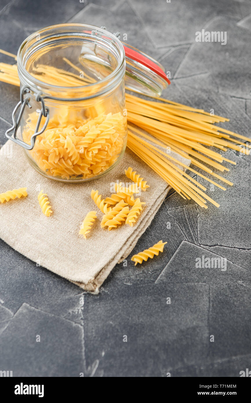 Different uncooked pasta Stock Photo - Alamy