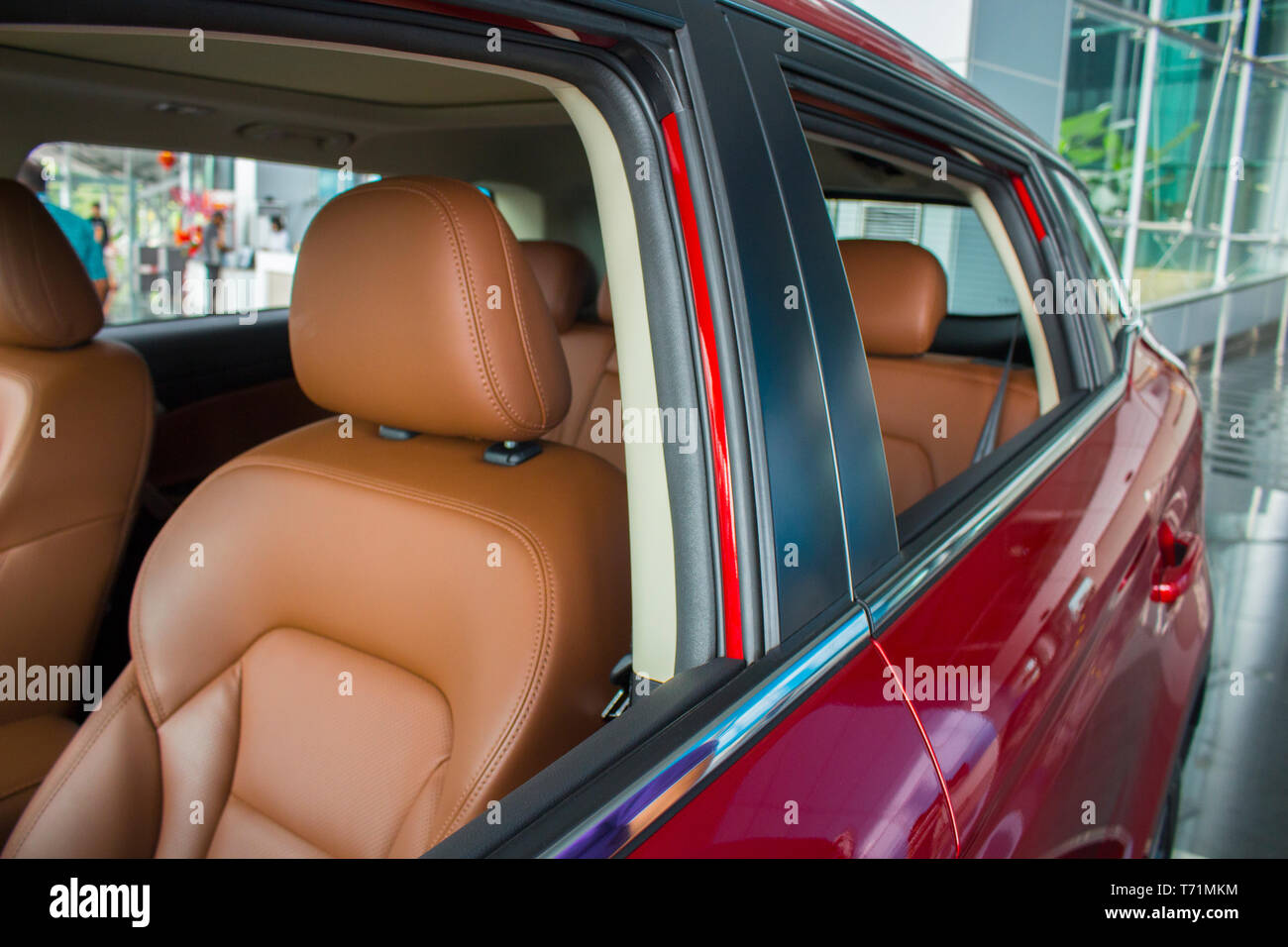 A view for the interior of the new proton car with the logo Stock Photo ...