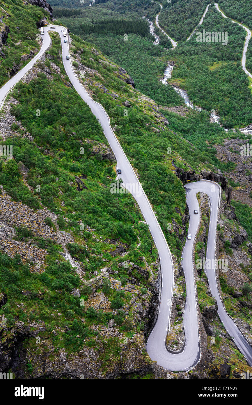 troll road - mountain route of Trollstigen Stock Photo - Alamy