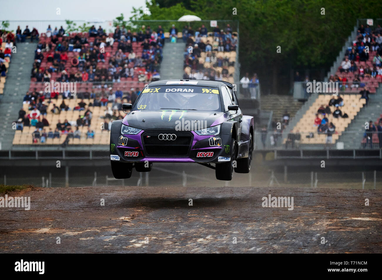 Barcelona, Spain. 28 April, 2019. Liam Doran drives the Audi S1 of the ...