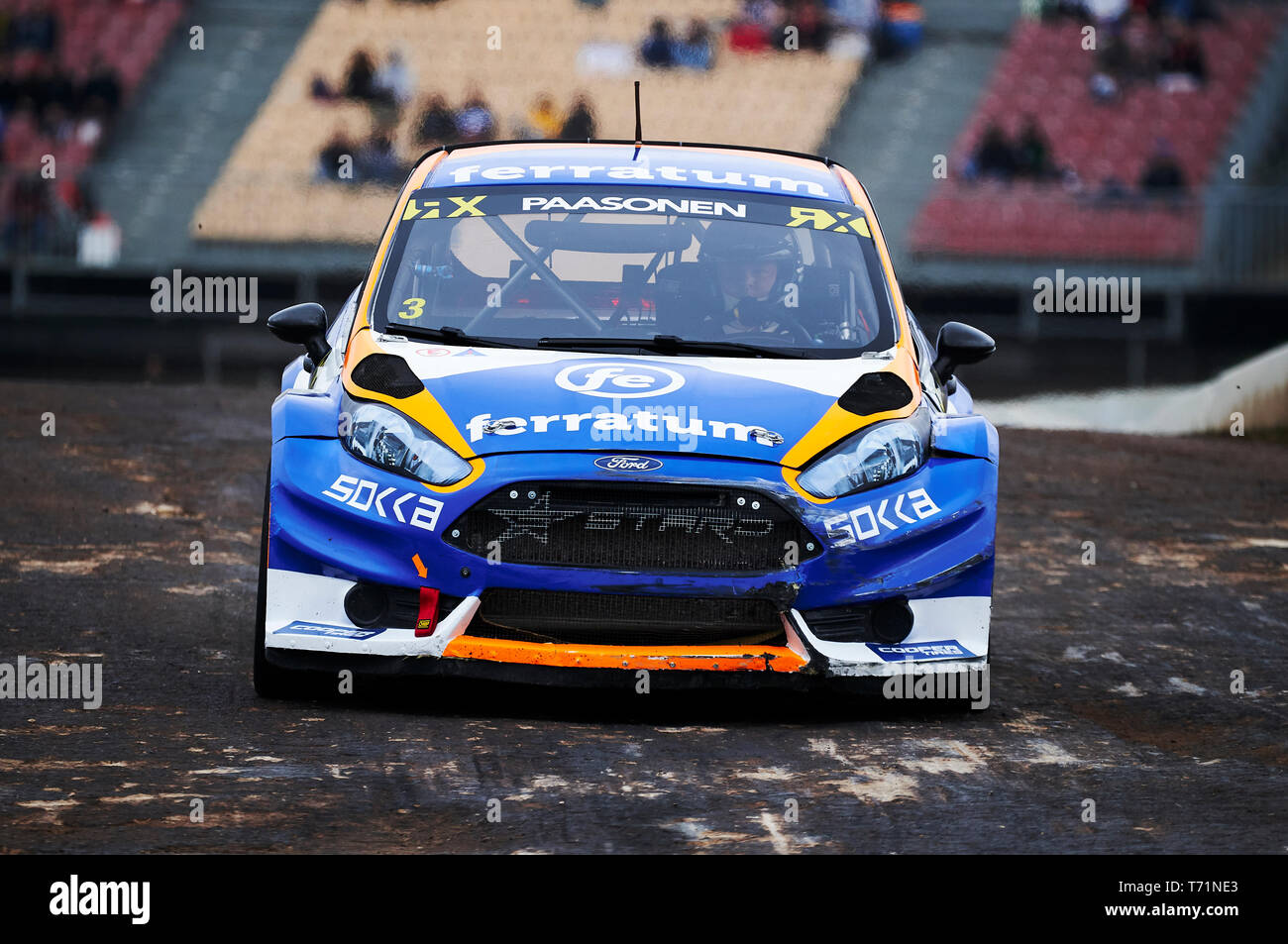 Barcelona, Spain. 28 April, 2019. Jani Paasonen drives the Ford Fiesta ...