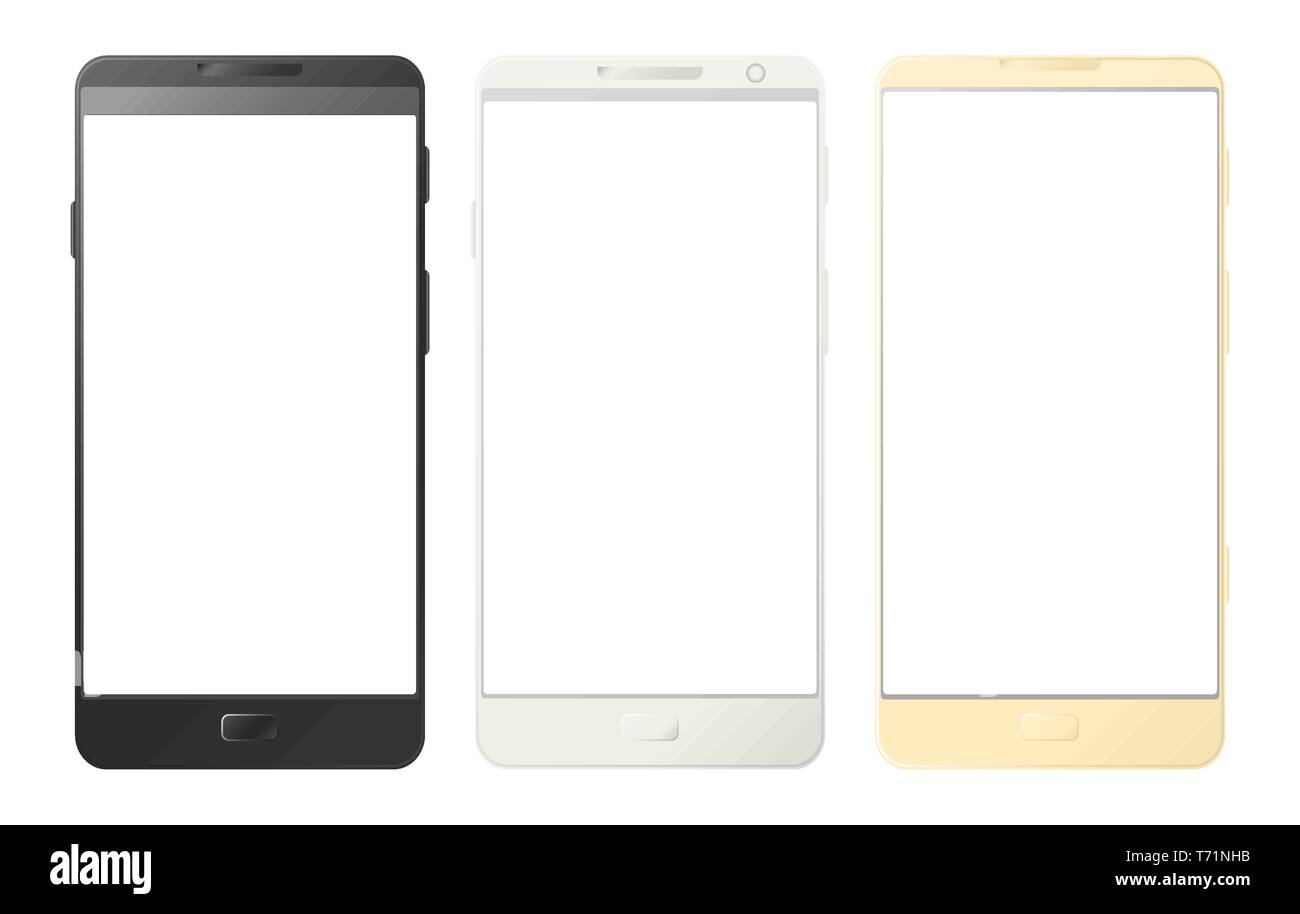 Mobile phones, smartphones isolated on white background. Digital ...
