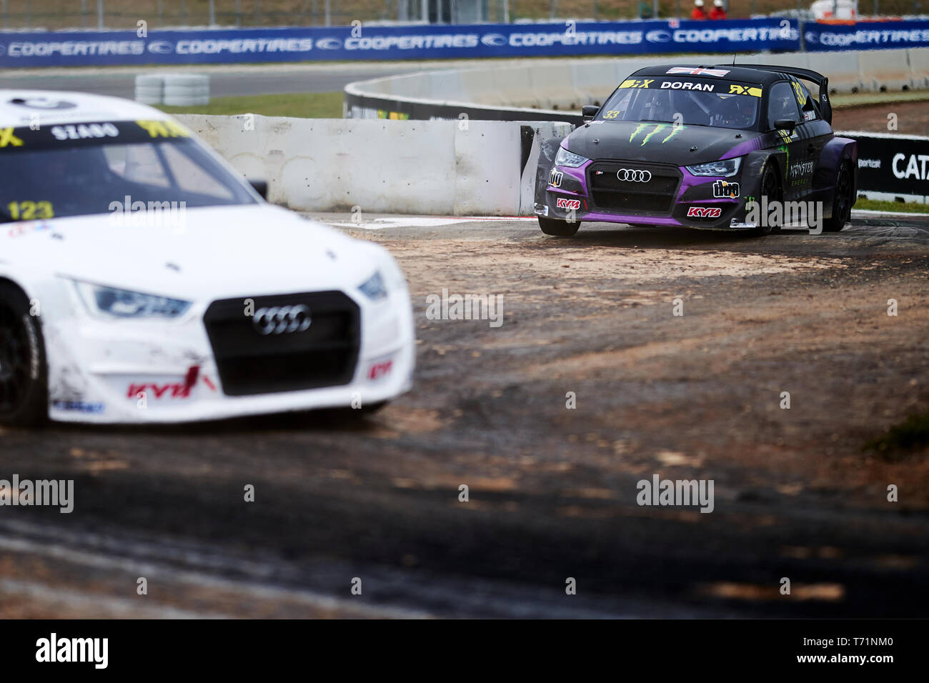 Barcelona, Spain. 28 April, 2019. Liam Doran drives the Audi S1 of the ...