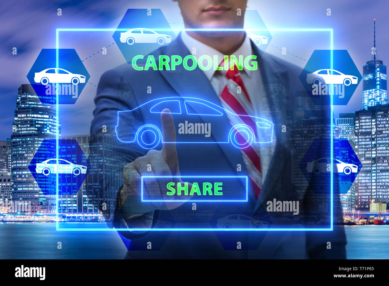 Businessman in carpooling and carsharing concept Stock Photo - Alamy