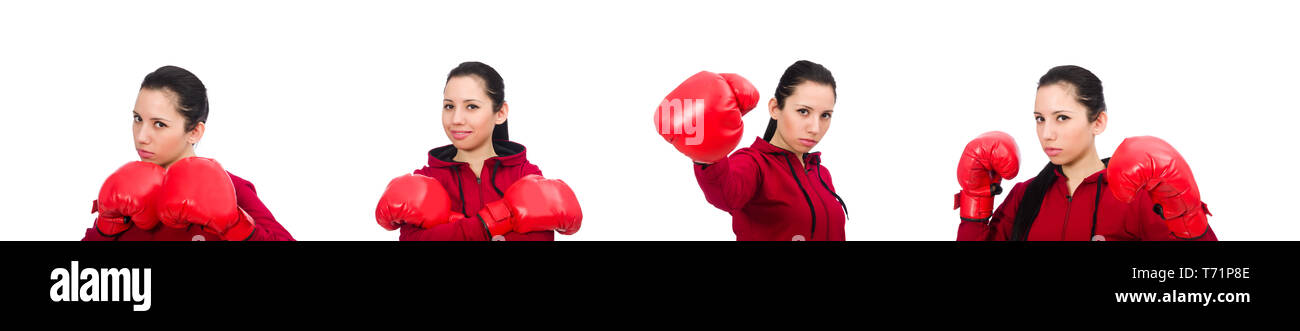 Woman boxer isolated on the white Stock Photo - Alamy