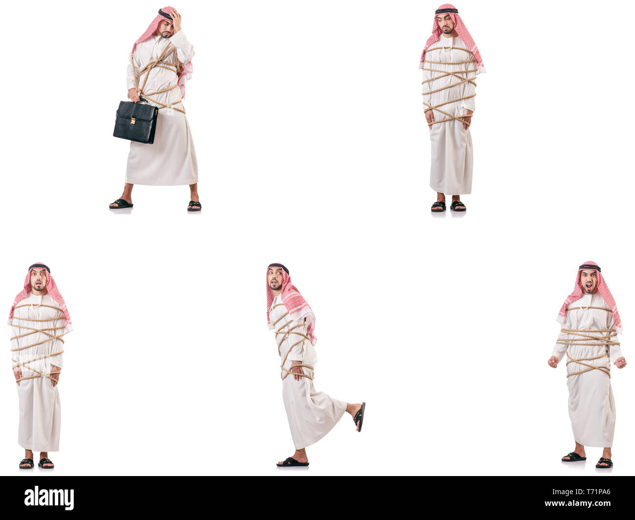 Arab man tied up with rope Stock Photo - Alamy