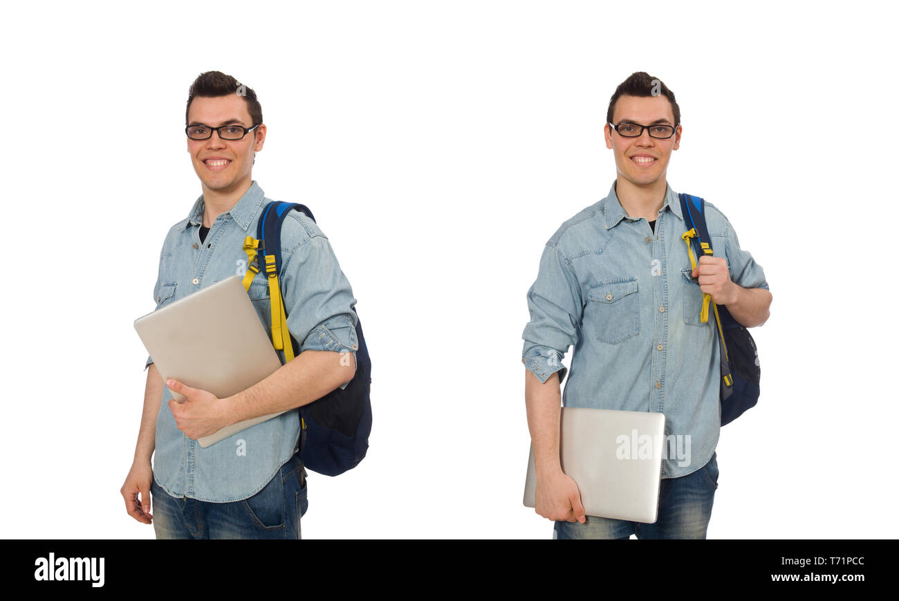 Young male student isolated on white Stock Photo - Alamy