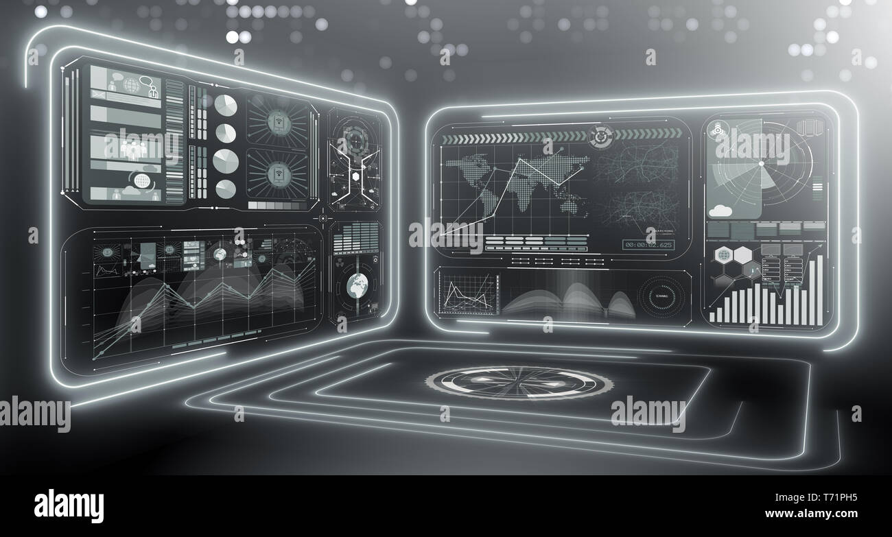 Abstract data room with futuristic design - 3d rendering Stock Photo ...