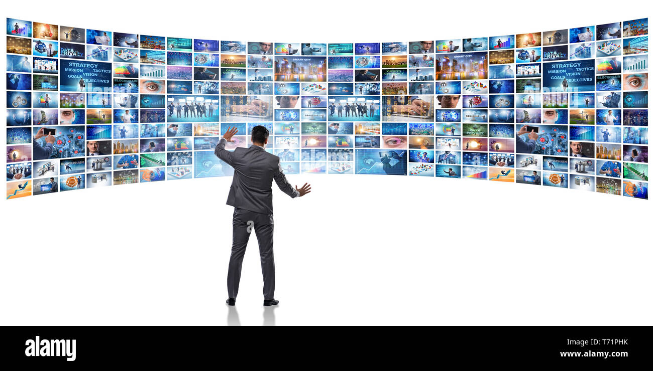 Concept of streaming video with businessman Stock Photo - Alamy