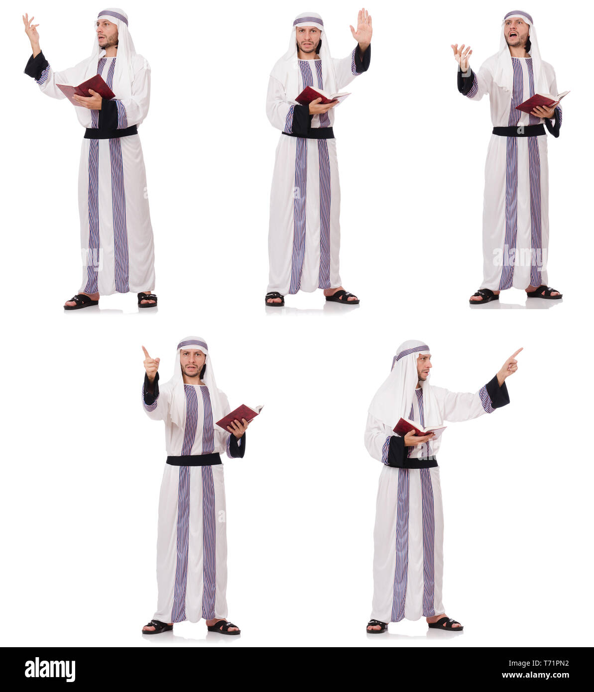 Arab man praying on white Cut Out Stock Images & Pictures - Alamy