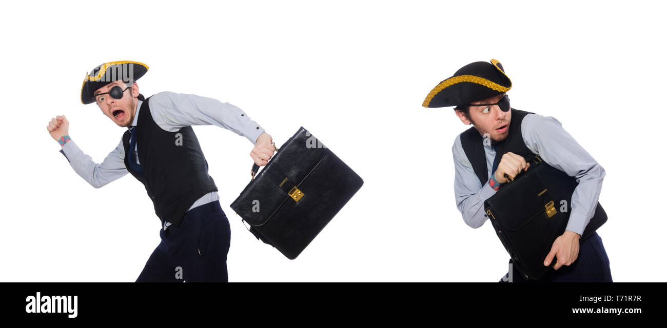 One-eyed man with tricorn isolated on white Stock Photo - Alamy