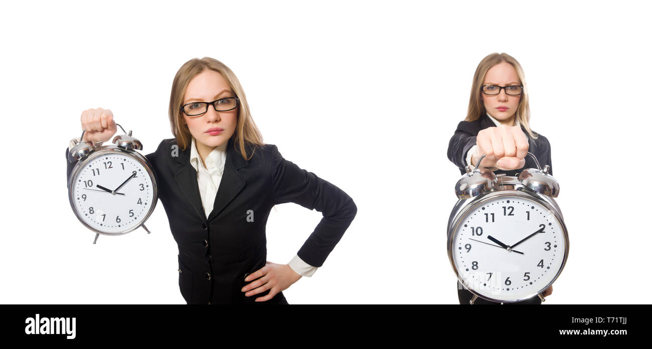 Pretty office employee isolated on white Stock Photo - Alamy