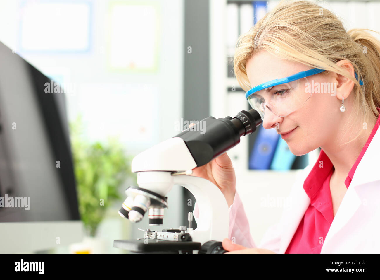 Laboratory Doctor Analyzing Microscope Research Stock Photo - Alamy