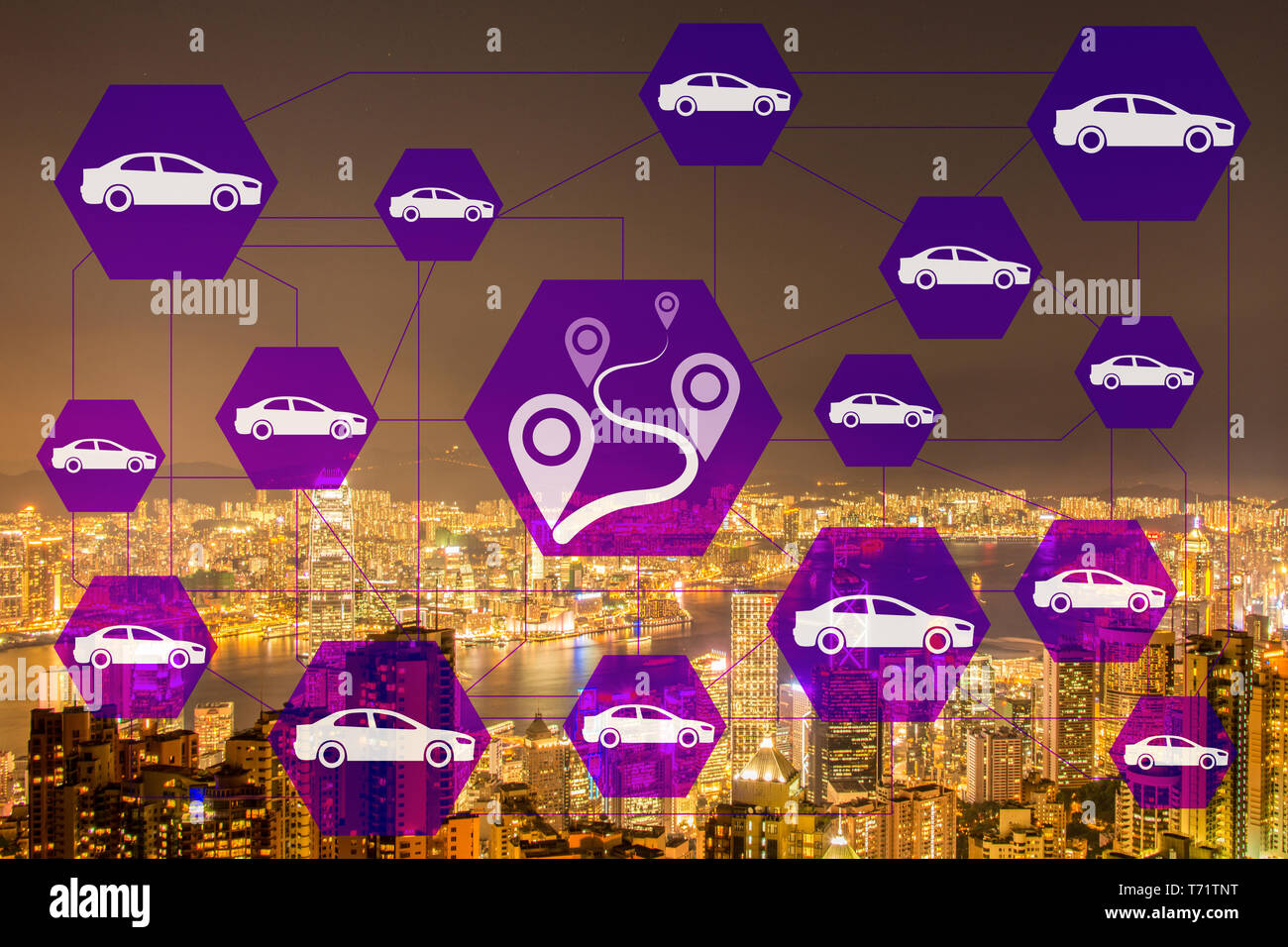 Ridesharing and carpooling concept in the city Stock Photo - Alamy