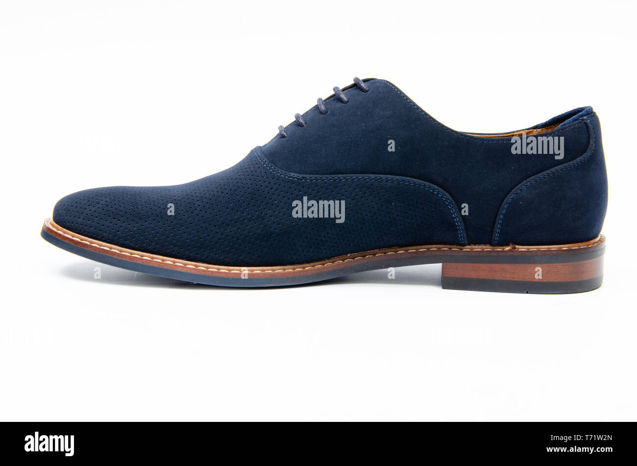 Blue suede shoes isolated on white background Stock Photo - Alamy