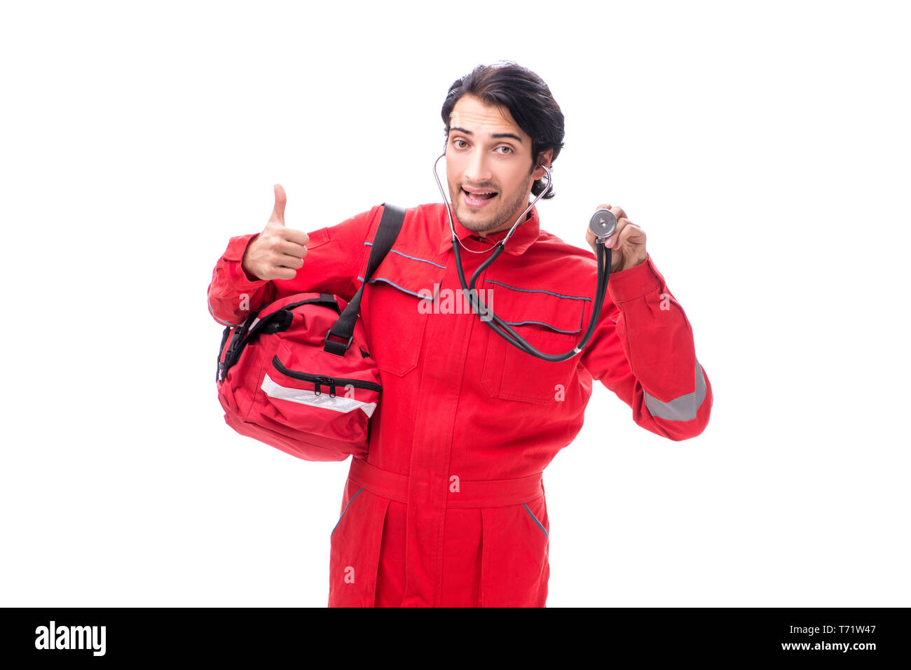 Paramedic in red uniform hi-res stock photography and images - Alamy