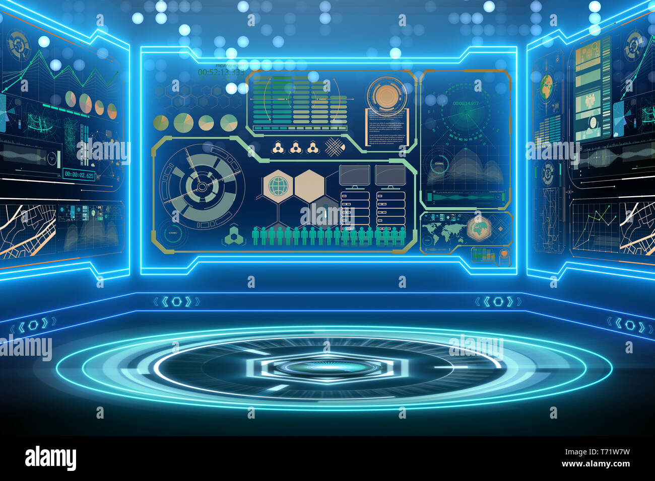 Abstract data room with futuristic design - 3d rendering Stock Photo ...