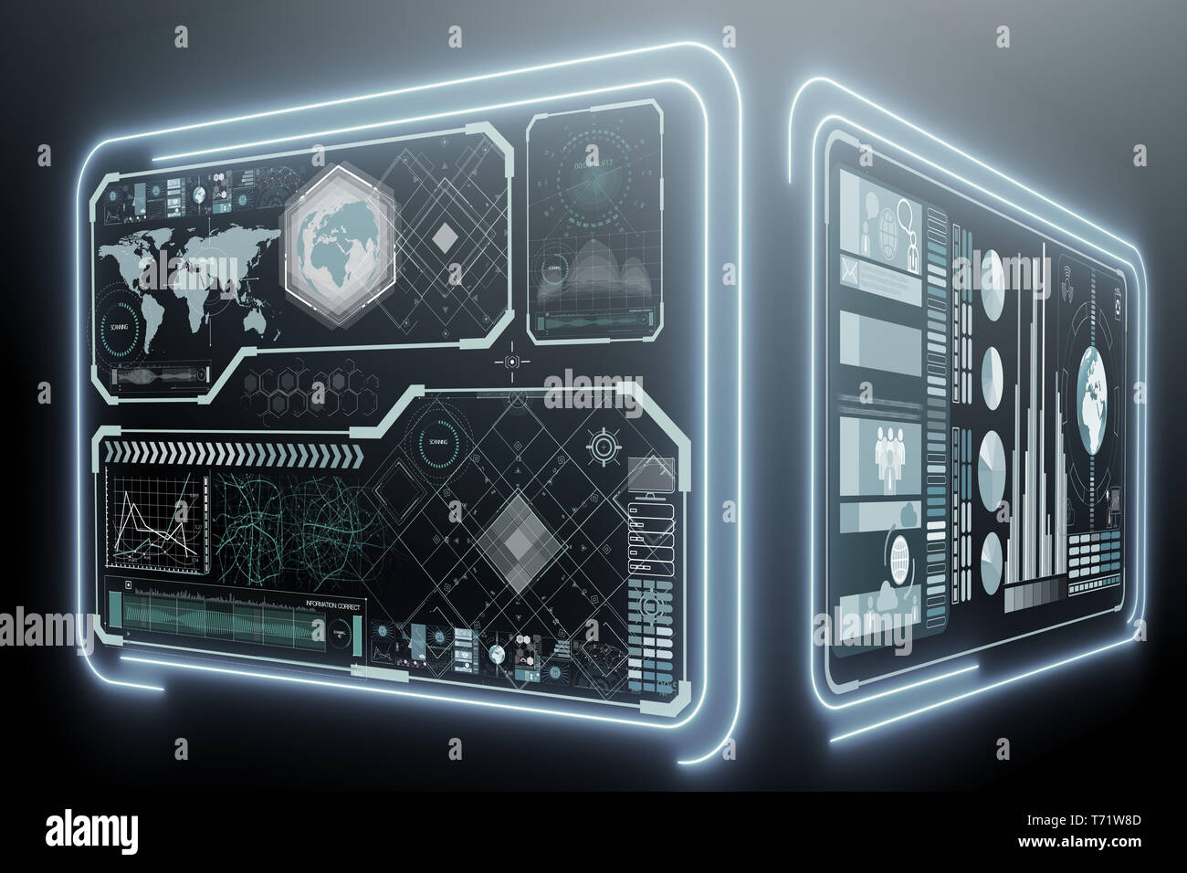 Abstract data room with futuristic design - 3d rendering Stock Photo ...