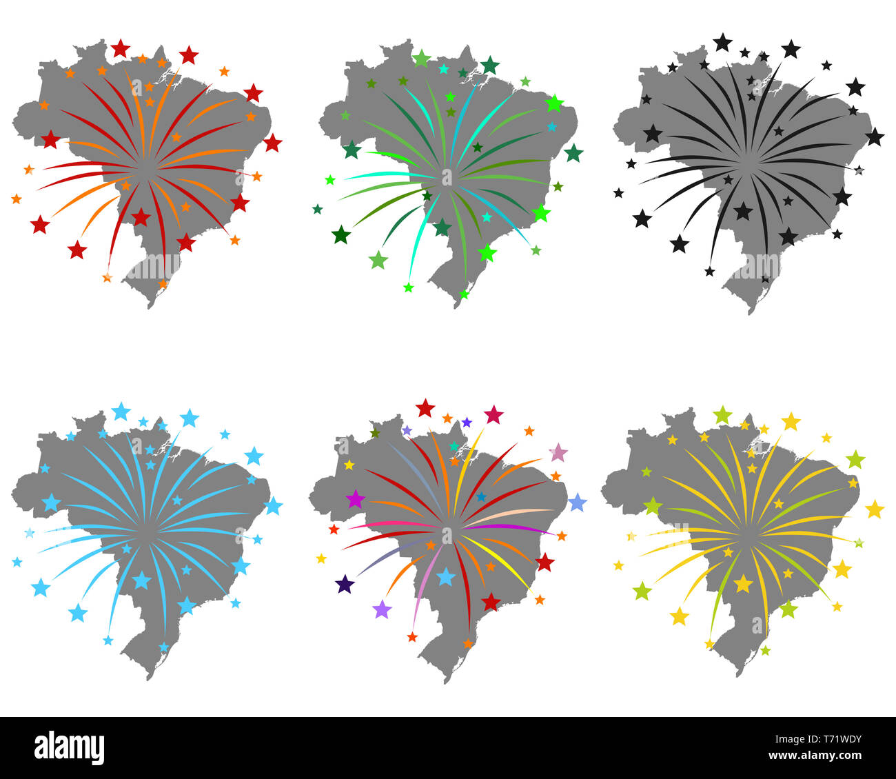 Map of Brazil with fireworks Stock Photo - Alamy