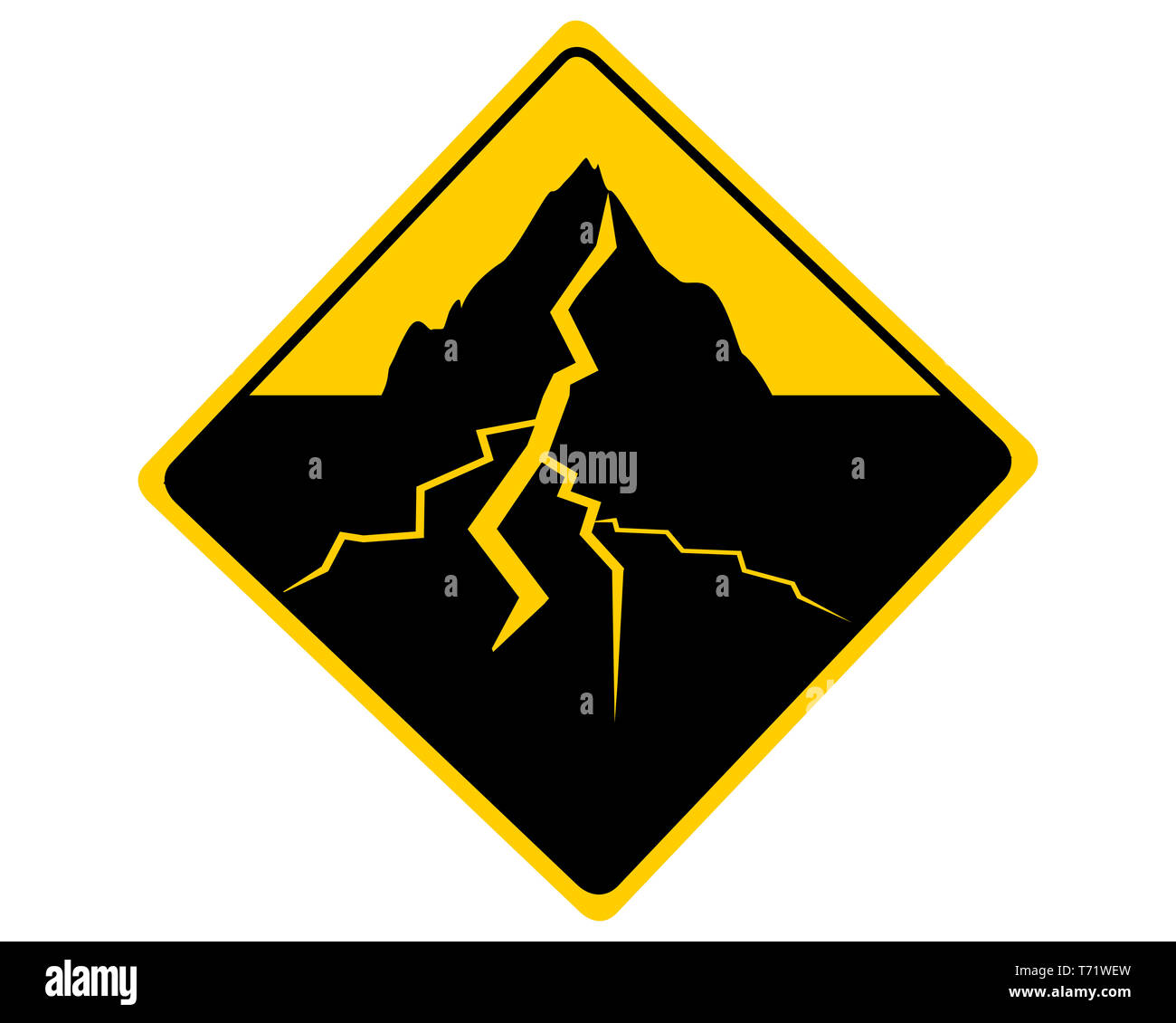 Traffic sign with earthquake Stock Photo - Alamy