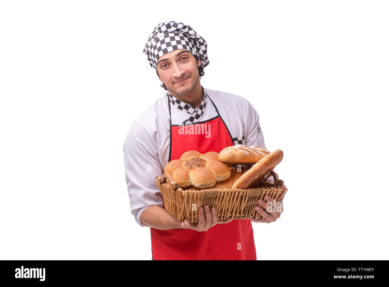 Young male baker isolated on white Stock Photo - Alamy