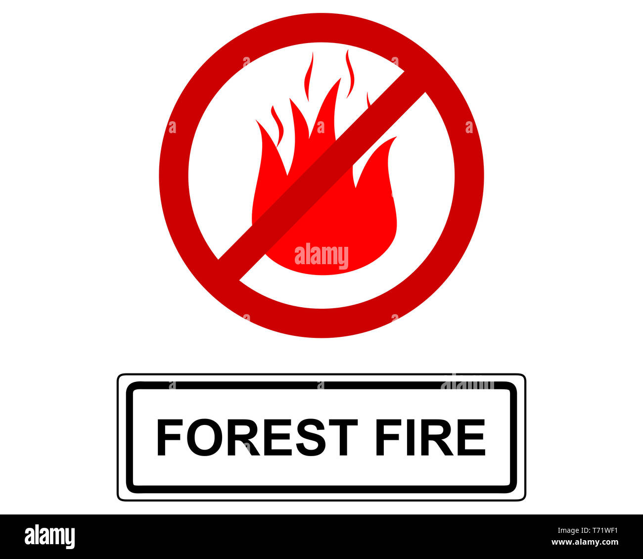 Traffic sign Forest Fire on white Stock Photo - Alamy