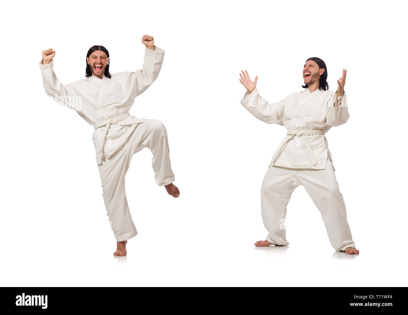 Karate fighter isolated on white Stock Photo - Alamy
