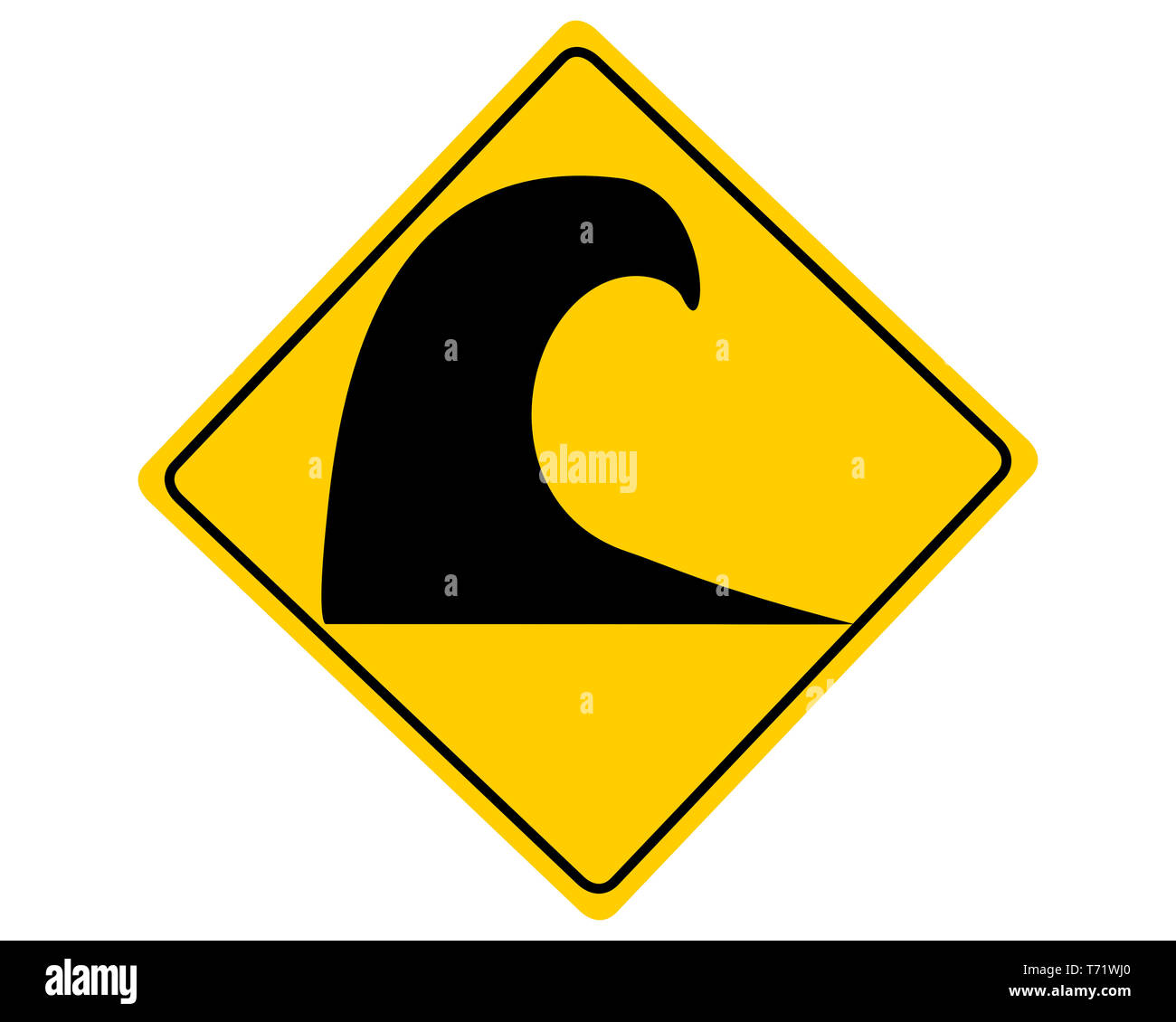 Tsunami warning sign on road hi-res stock photography and images - Alamy