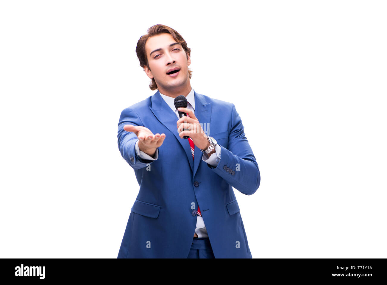 Man microphone relaxing hi-res stock photography and images - Alamy