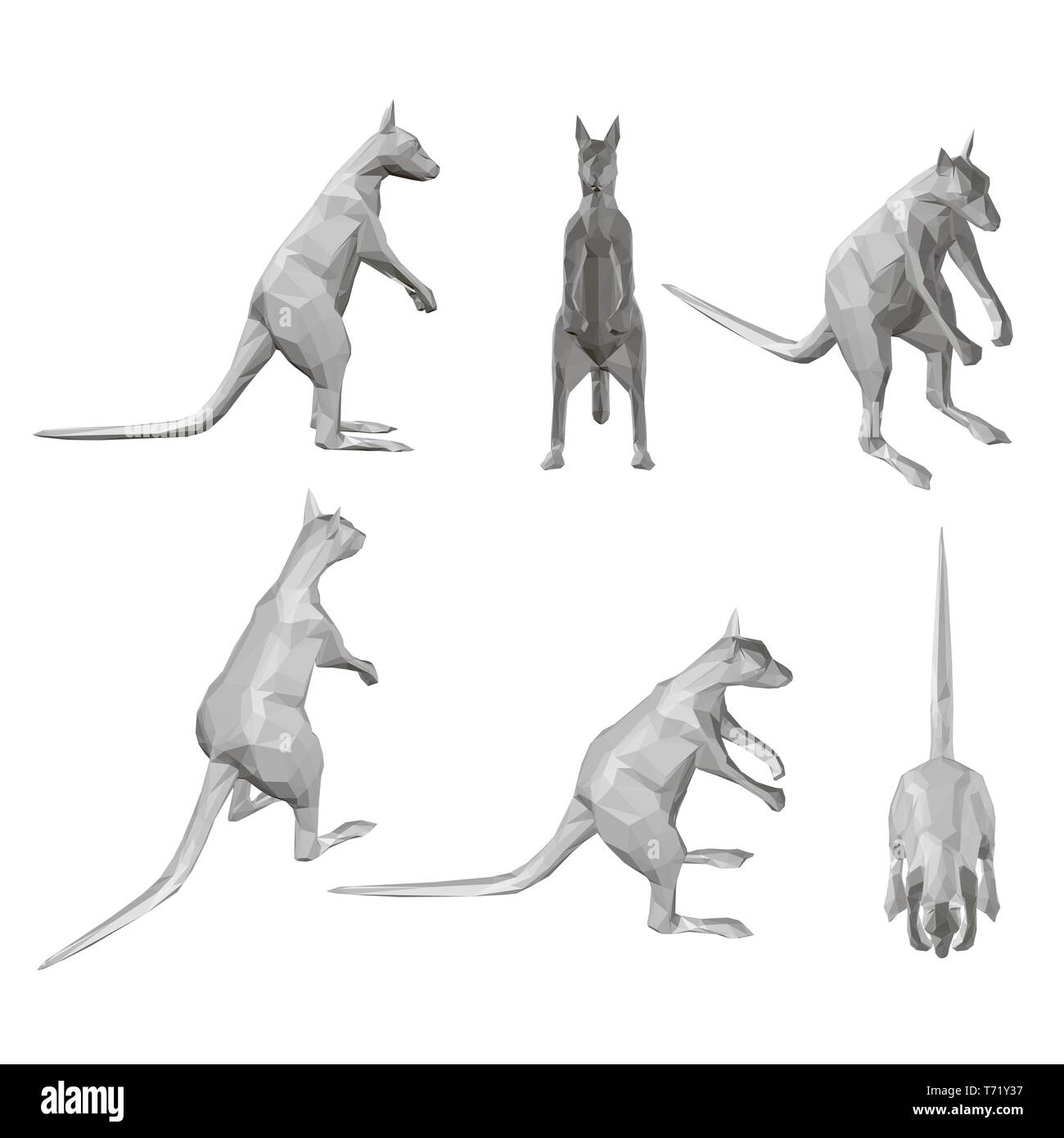 Set with polygonal kangaroos in different positions. 3D. Vector illustration Stock Vector Image ...