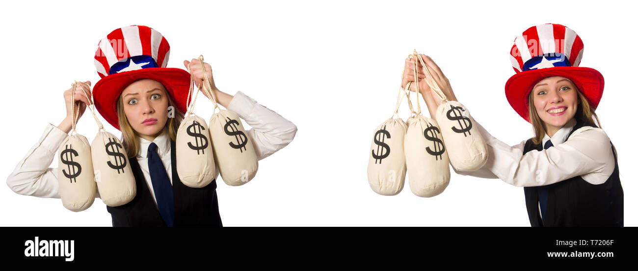 Woman and girl and american flag Cut Out Stock Images & Pictures - Alamy