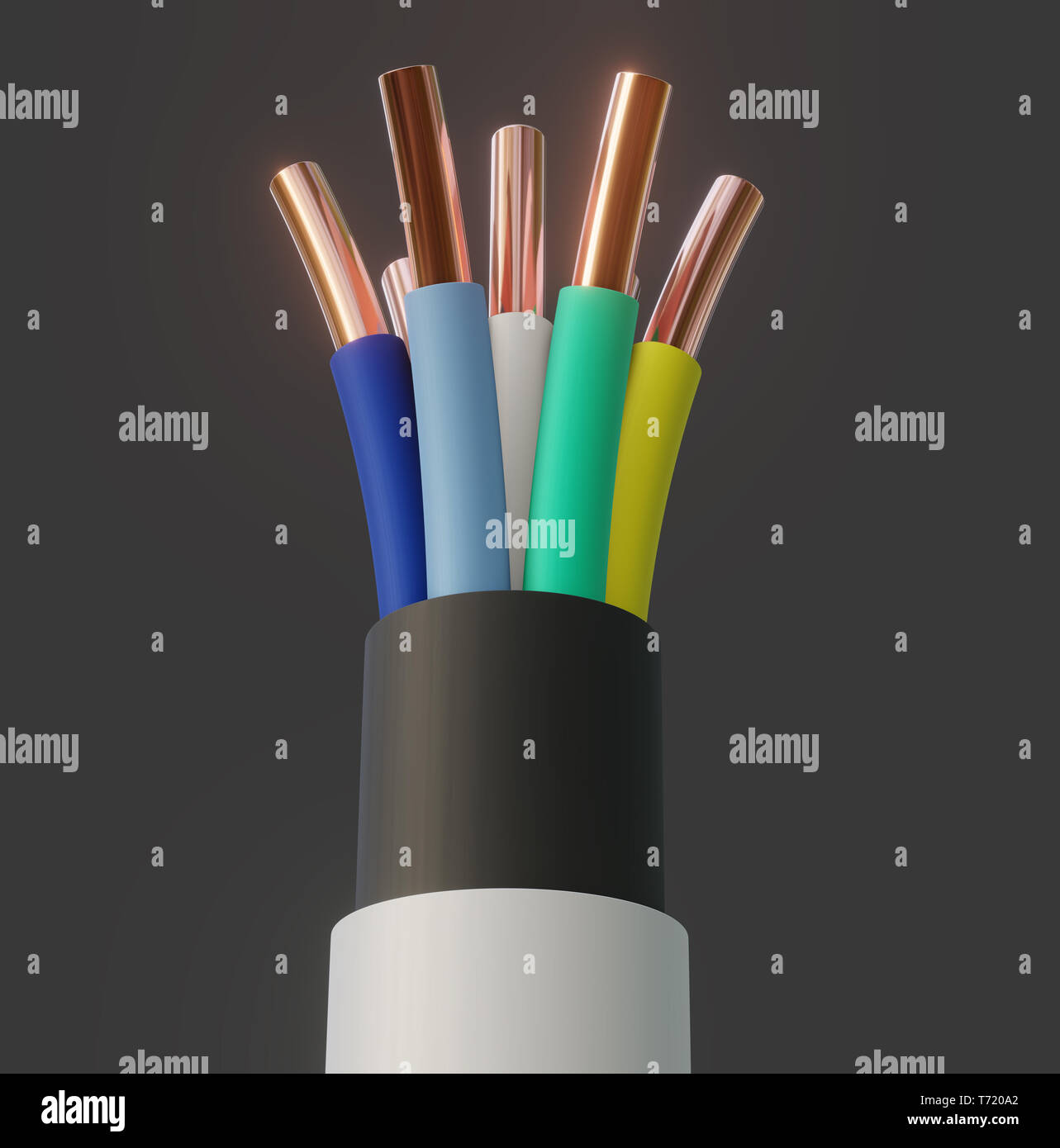 Seven-wire cable, different colors. 3D illustration Stock Photo - Alamy