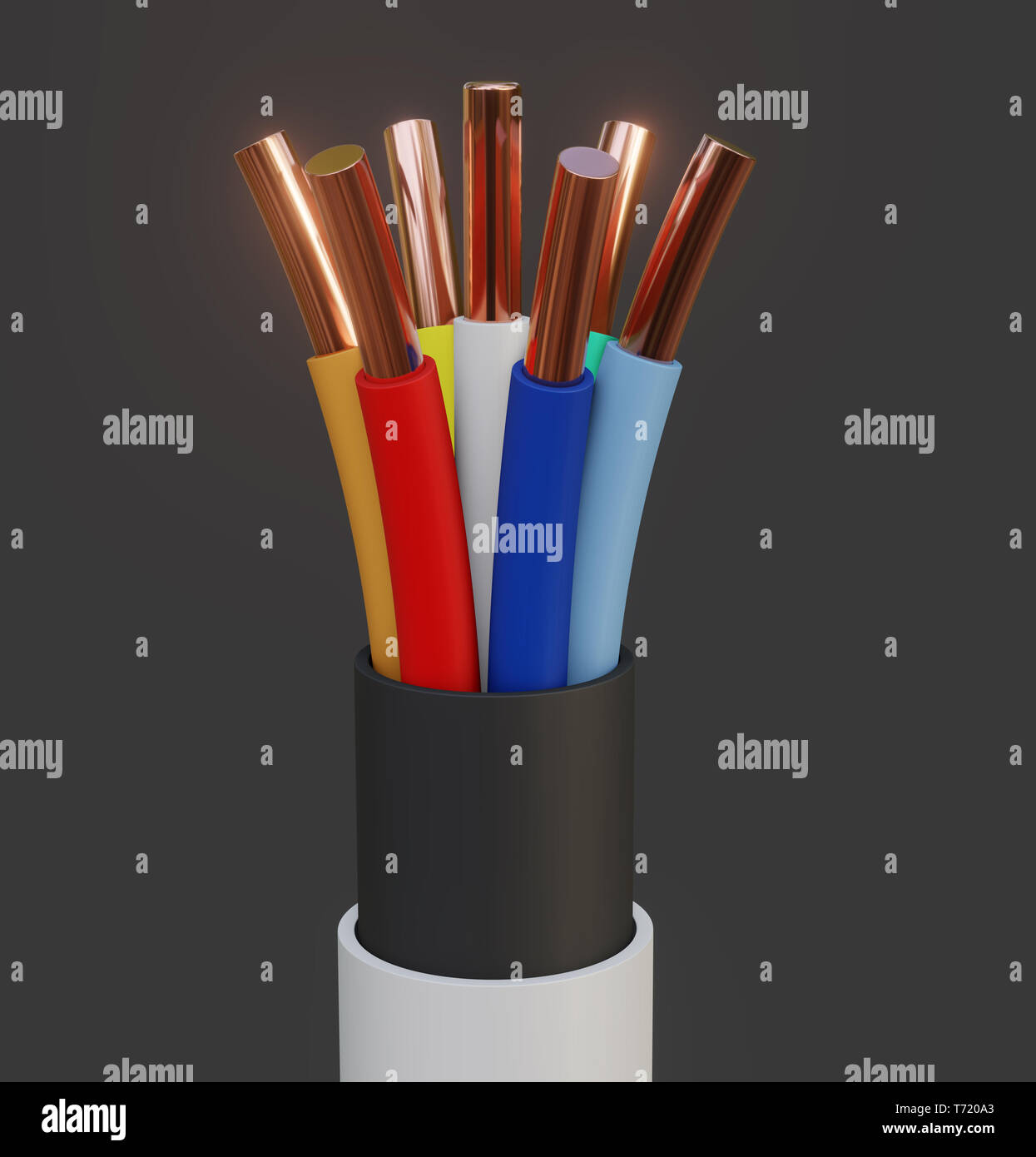 Seven-wire cable, different colors. 3D illustration Stock Photo - Alamy