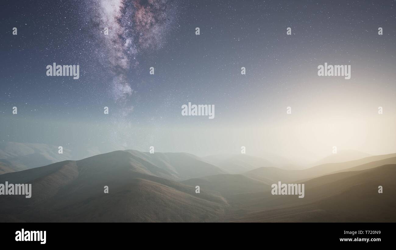 Milky Way stars above desert mountains Stock Photo - Alamy