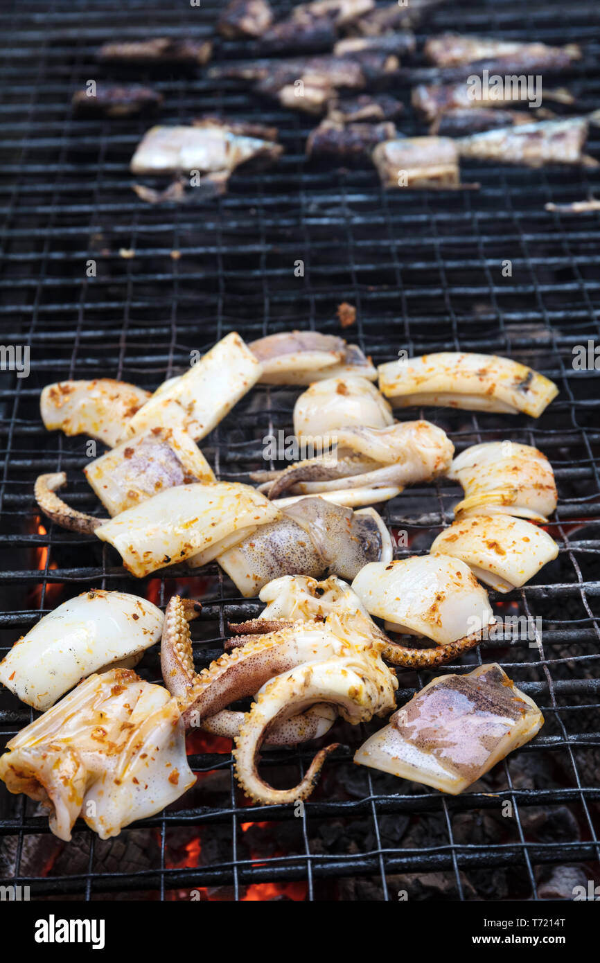 Octopus cooked on grill barbecue hi-res stock photography and images ...