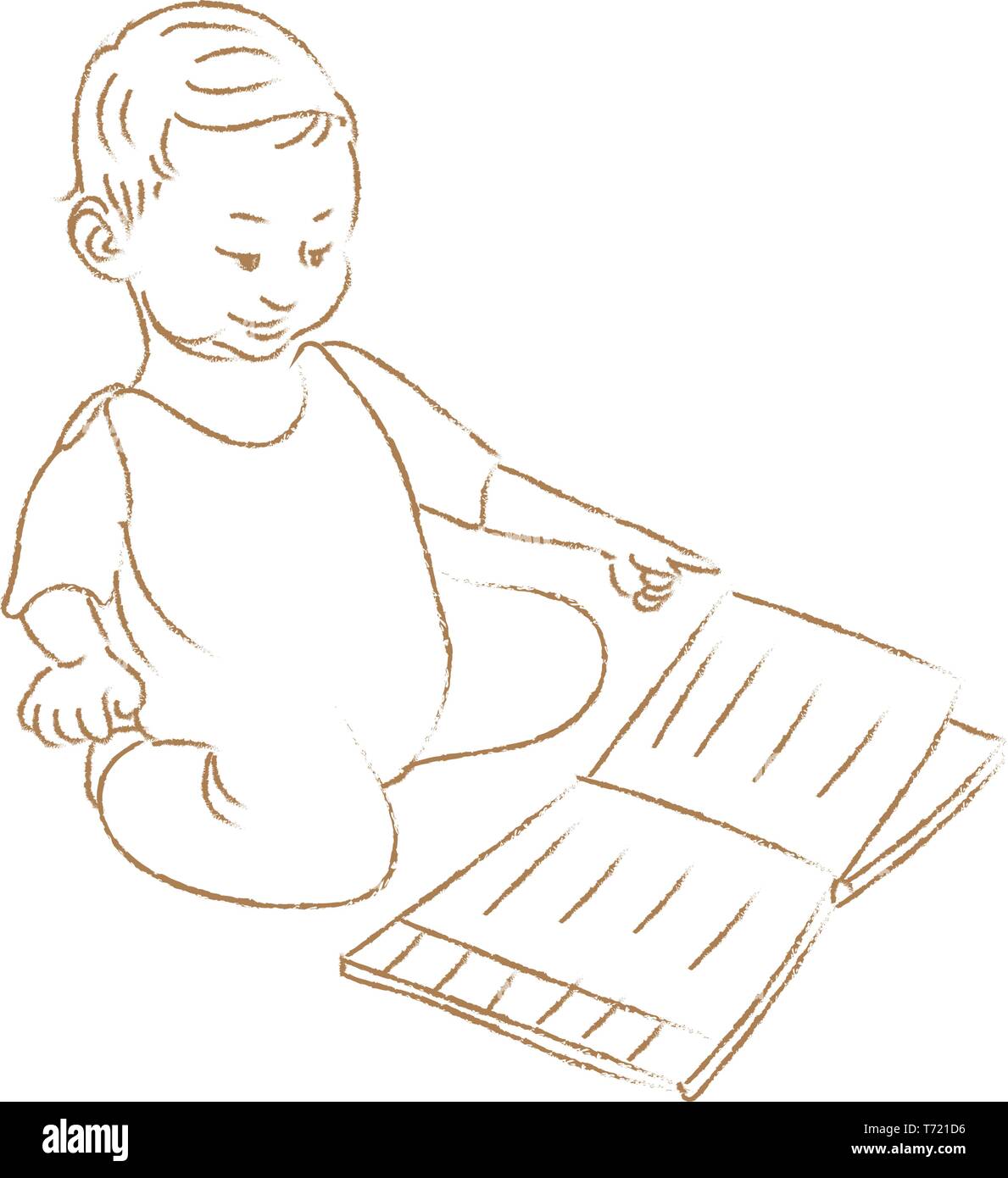 Illustration of a Baby Reading a Book Stock Vector Image & Art - Alamy