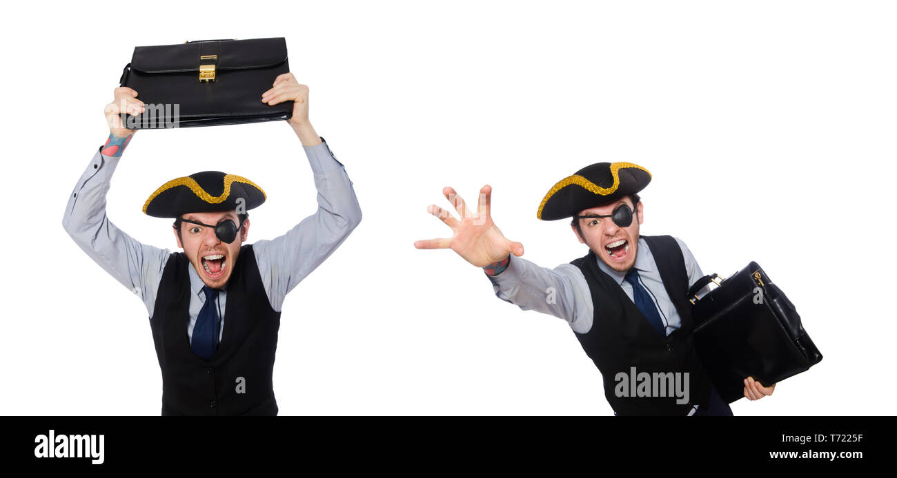 One-eyed man with tricorn isolated on white Stock Photo - Alamy