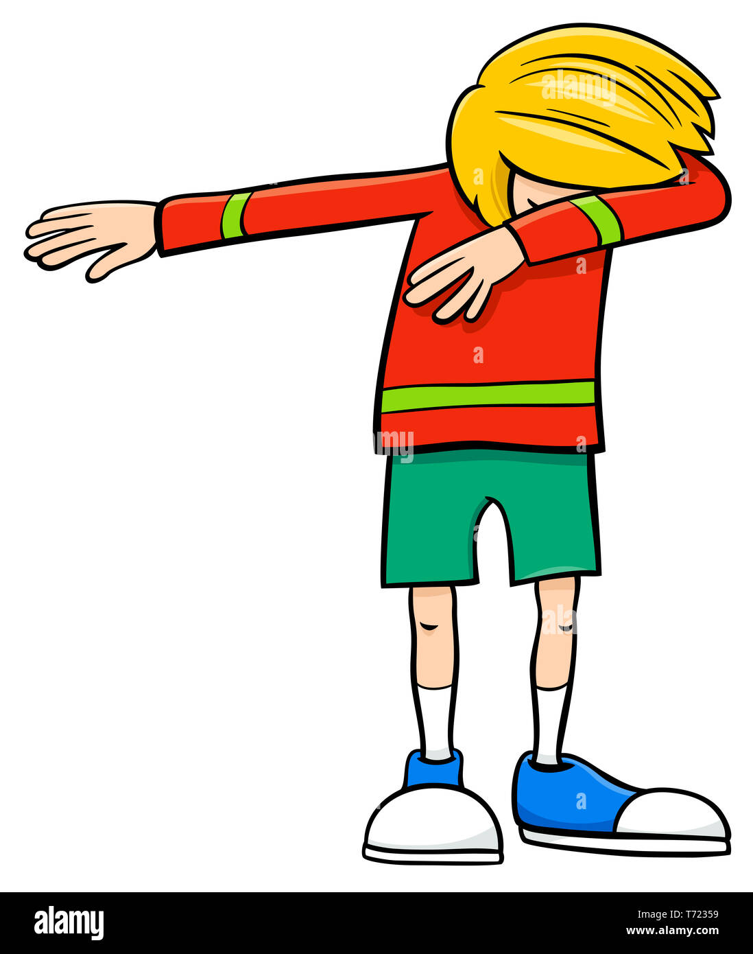 dabbing boy cartoon illustration Stock Photo - Alamy