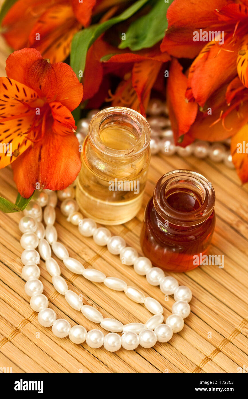 Bottles of essential oil Stock Photo - Alamy