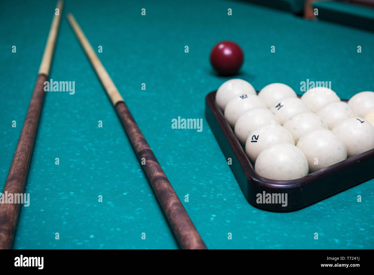 Russian billiard table with balls Stock Photo - Alamy