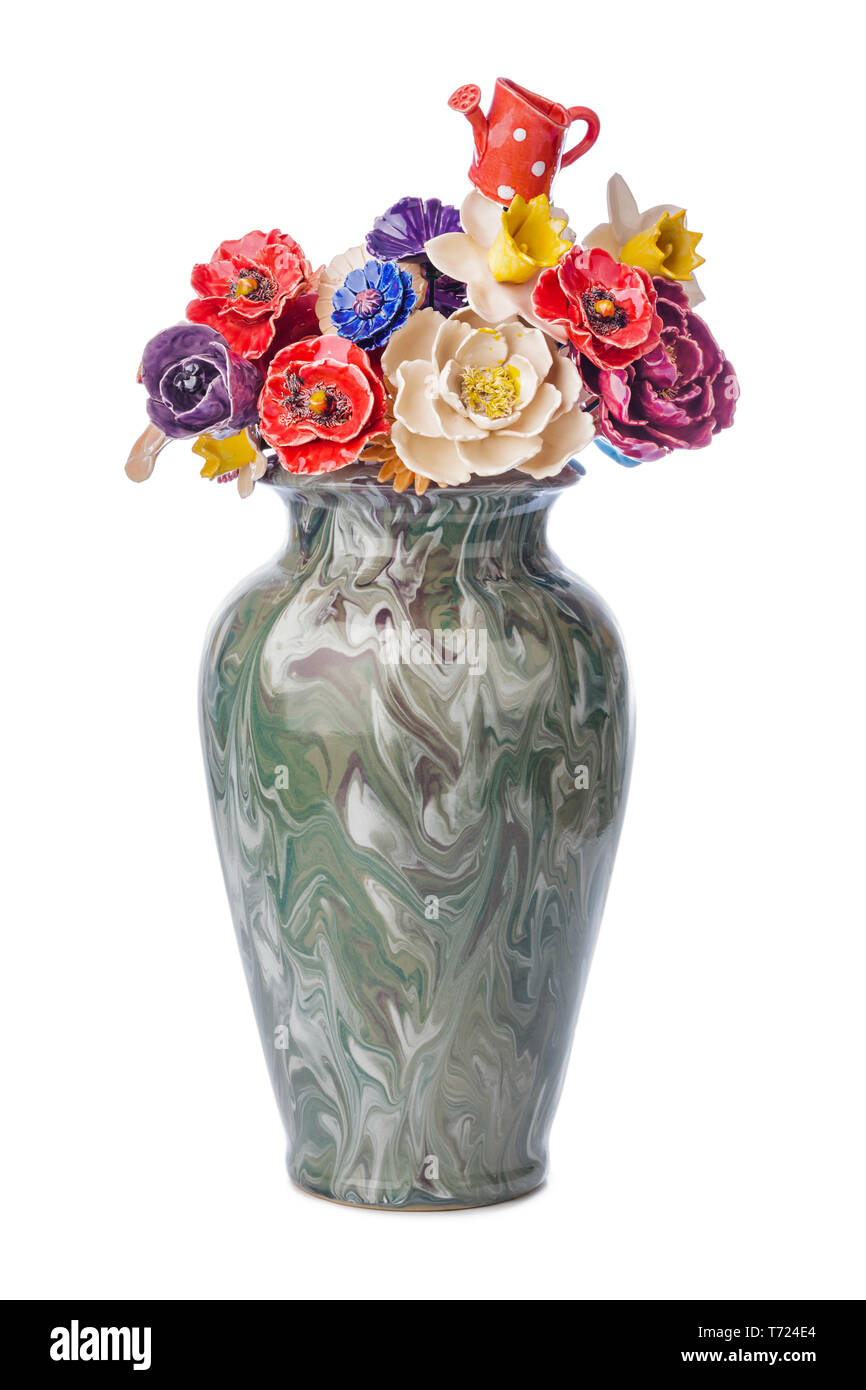 Ceramic decorative flowers bouquet in vase Stock Photo - Alamy
